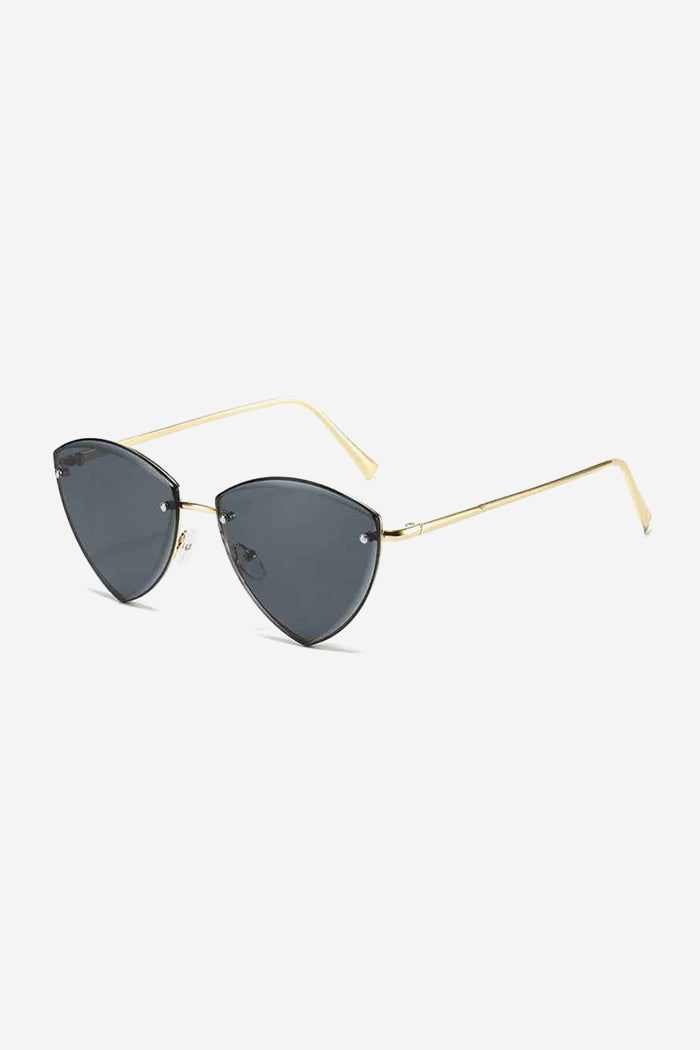Rimless Triangle-Shaped Sunglasses with Ultra-Slim Metal Temples – Bla